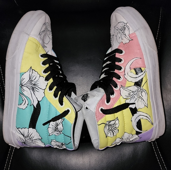 Vans | Shoes | Custom Vans Sk8 Hi Floral Drip | Poshmark